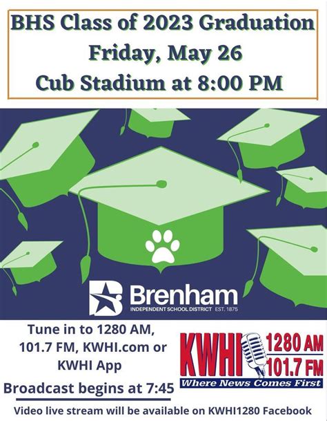 Bhs Class Of 2023 Graduation At Cub Stadium Brenham On 26th May 2023