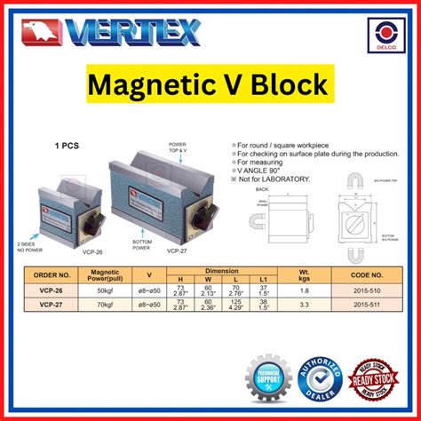 Vertex Taiwan Vcp 26 Vcp 27 Magnetic V Block Measuring Purpose Vblock Shopee Malaysia