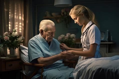 Junge Krankenschwester Hilft Einer Lteren Frau In Einem Pflegeheim Premium Ki Generiertes Bild