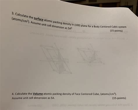 Solved 3 Calculate The Surface Atomic Packing Density I