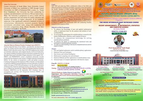 12 Days Interdisciplinary Refresher Course With The School Of Mathematics Statistics And