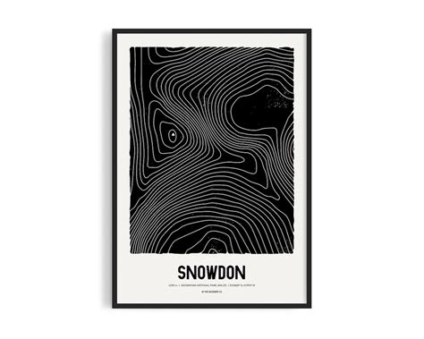 Snowdon Topographic Art Print Graphic Poster Woodcut Style A4 A3 A2 A1 Etsy