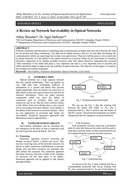 a review on network survivability in optical networks pdf