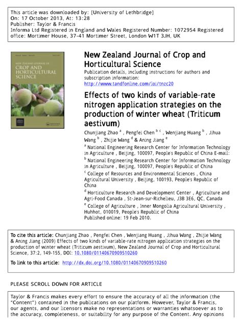 Pdf Effects Of Two Kinds Of Variable‐rate Nitrogen Application Strategies On The Production Of