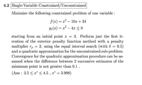 Solved Single Variable Constrainedunconstrained Minimize