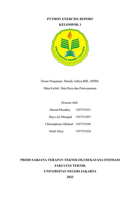 Python Exercise Report Python Exercise Report Kelompok 1 Dosen