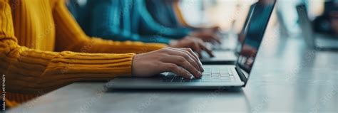 Programmer Typing Code On A Laptop Focusing On Software Development