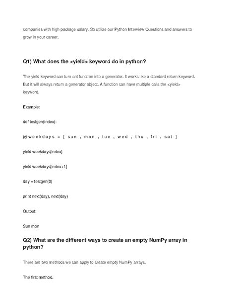 Python Interview Questionsandanswers Companies With High Package Salary So Utilize Our Python