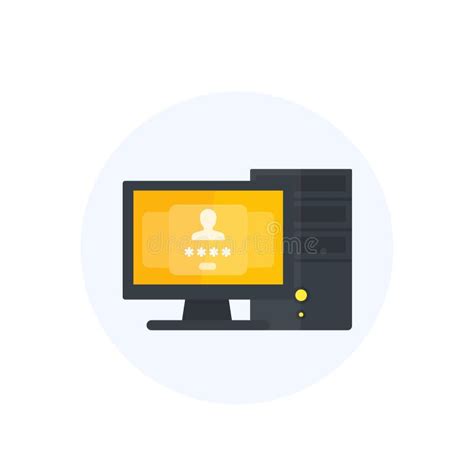 Computer With Password Access Authentication Stock Vector Illustration Of Protection Concept