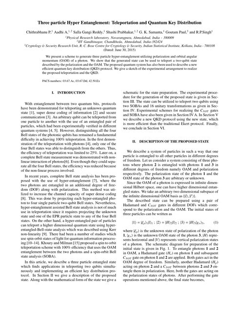 Pdf Three Particle Hyper Entanglement Teleportation And Quantum Key Distribution