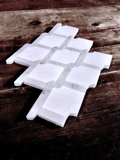 White Thassos And Carrara Bianco Marble Waterjet Mosaic Tile In