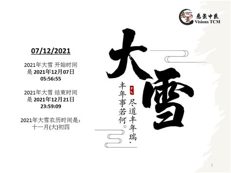 【二十四节气 大雪 中医养生】07122021 愿景中医诊所 Visions Tcm