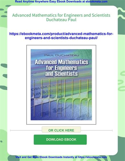 Advanced Mathematics For Engineers And Scientists Duchateau Paul Pdf