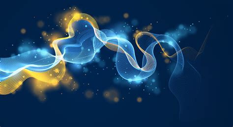 어둠 속의 음파 입자 흐름 동작 효과 동적 벡터 추상적인 배경입니다 3d 모양 빛나는 도트 혼합 메쉬 미래 기술 편안한 배경