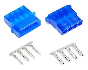 Shakmods Blue Male Female Pin Molex Connector With Pins For Pc Computer Power Supply