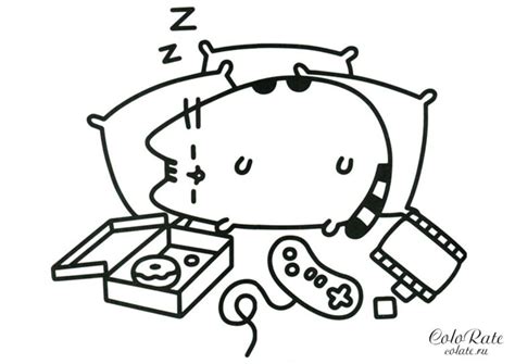 Раскраска Любимые развлечения распечатать - Pusheen Cat