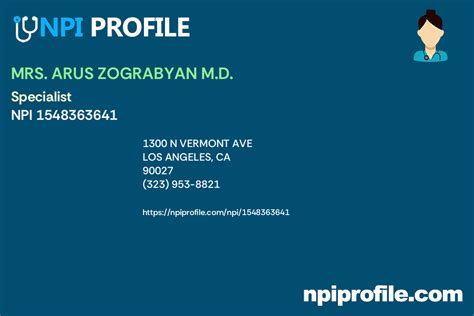 Mrs Arus Zograbyan Md Npi 1548363641 Specialist In Los Angeles Ca