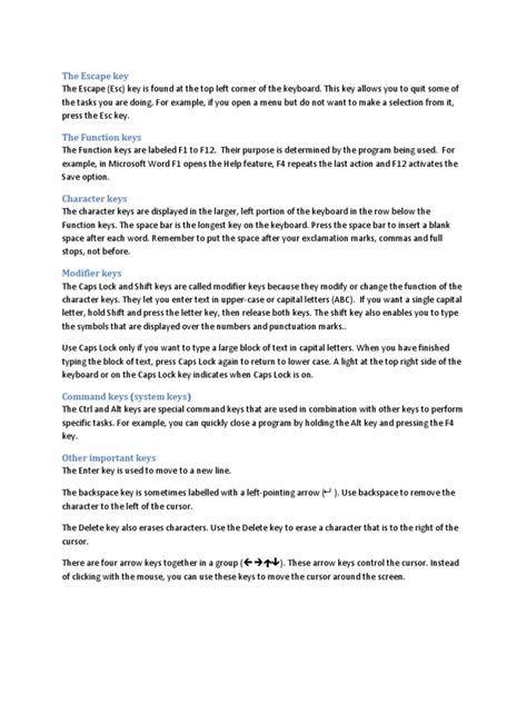 keys on the keyboard download free pdf computer keyboard cursor user interface