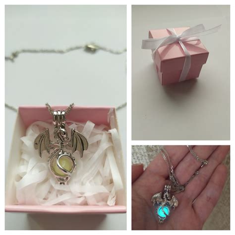 Ланцюжок з Кулоном Вогняний Дракон сріблястий подарунок для дівчат що світиться в темряві