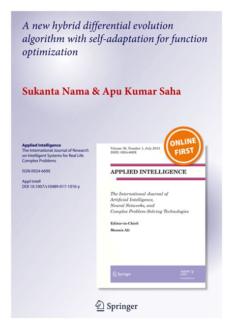 Pdf A New Hybrid Differential Evolution Algorithm With Self