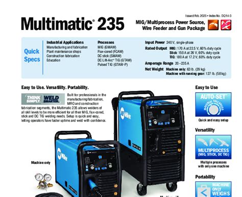 Machine Multiprocess Multmatic 235 With Ez Latch Running Gea Josef Gas