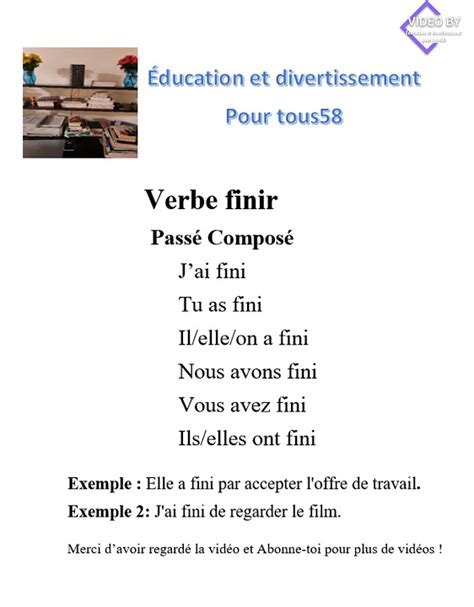Verbe Finir Au Passé Composé Verbe Du 2ème Groupe Youtube