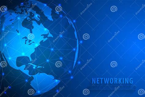 Global Network Connection Background Blue World Map Vector Stock Vector Illustration Of