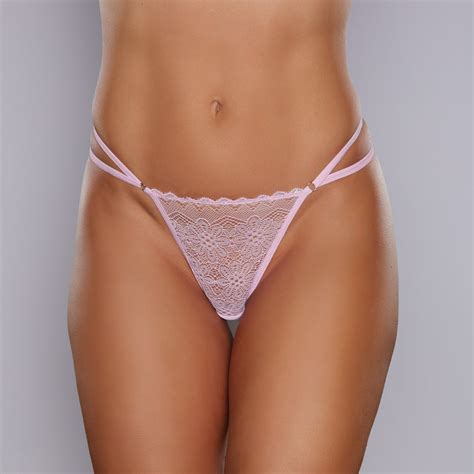 Adore Good Girl Lace And Mesh Thong Pink O S