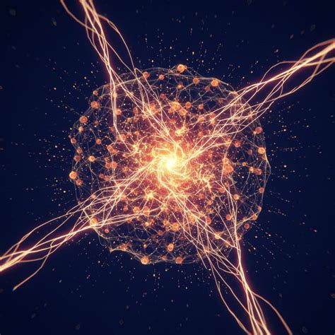 A Complex Network Of Glowing Interconnected Lines And Nodes Forms The Central Stock