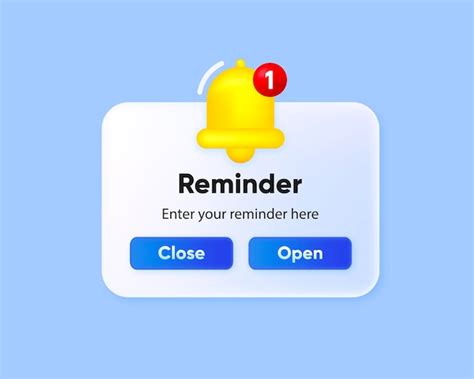 Premium Vector Reminder In 3d Design Notifications Page Business Planning Events Reminder And