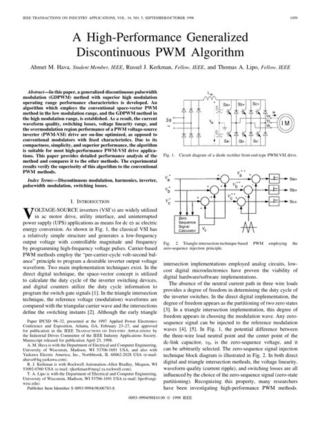 Pdf A High Performance Generalized Discontinuous Pwm Algorithm