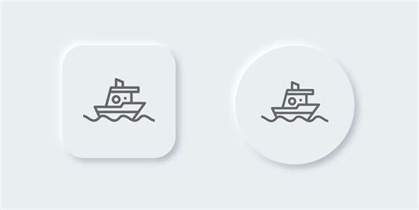 Boat Line Icon In Neomorphic Design Style Ship Signs Vector