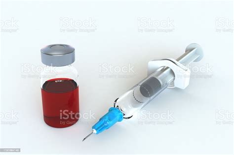 흰색 배경 높은 해상도 의료 개념 3d 렌더링에 고립 된 유리병 근접 촬영과 빈 주사기 3차원 형태에 대한 스톡 사진 및 기타 이미지 Istock