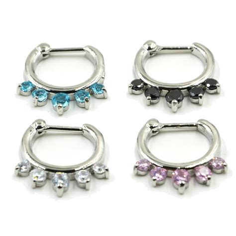 Badu Bg 1 бр Скъпоценен камък от неръждаема стомана Cz Stepum Пръстени за щракване на носа Пъп