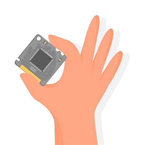Premium Vector Electronic Microcircuit In Hand The Microprocessor And