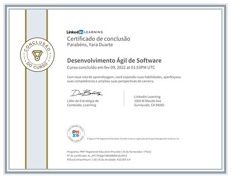 yara duarte no linkedin certificate of completion