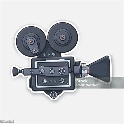 복고풍 영화 프로젝터 빈티지 필름 카메라입니다 구식 영화 카메라입니다 영화 산업 만화에 대한 스톡 벡터 아트 및 기타 이미지 만화 영화 카메라 오래된 Istock