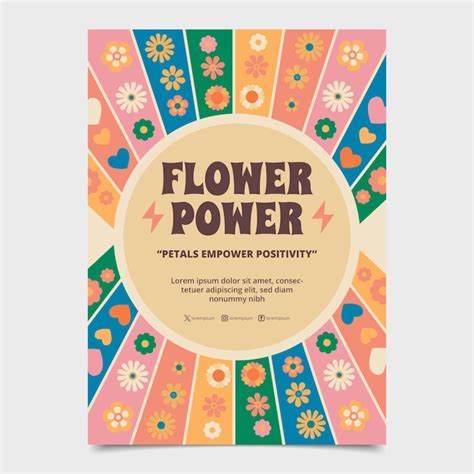 Premium Vector Flat Design Flower Power Poster Template