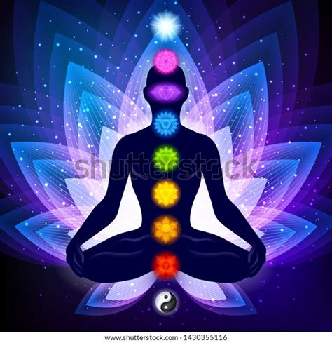 Meditating Human Lotus Pose Yoga Illustration Stock Vector Royalty
