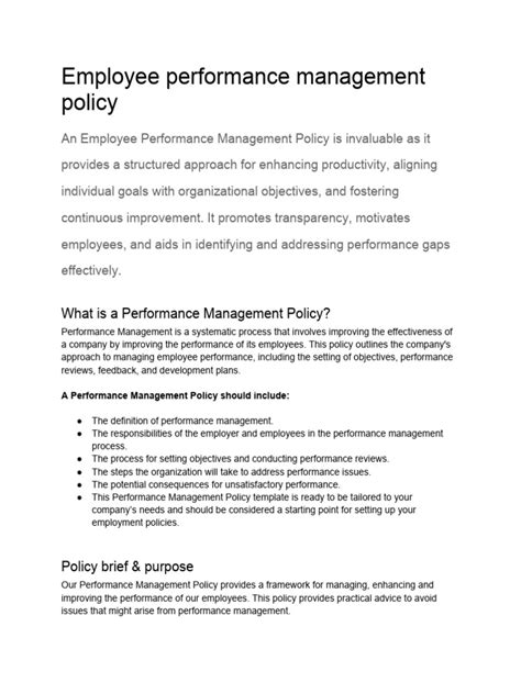Employee Performance Management Policy Pdf