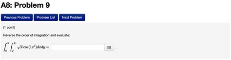 Solved A8 Problem 9 Previous Problem Problem List Next