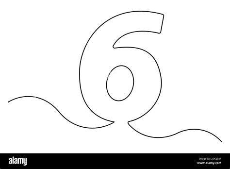 Number Six Continuous One Line Drawing Of Number 6 Editable One Line