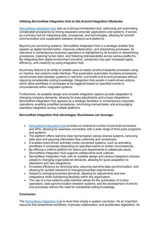 Utilizing ServiceNow Integration Hub To Get Around Integration Obstacles Pdf