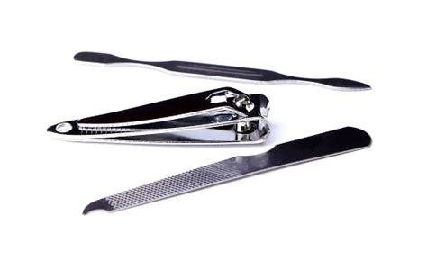 매니큐어 도구 세트 흰색 배경에 격리 된 네일 클리퍼 금속 손톱 집게 고립 손톱 가위 네일 파일 가위에 대한 스톡 사진 및 기타 이미지 Istock