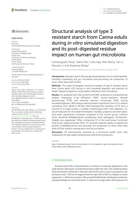 Pdf Structural Analysis Of Type 3 Resistant Starch From Canna Edulis