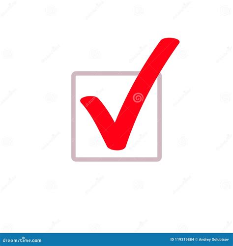 Red Tick Marker Checkmark Vector Square Box Icon Stock Vector