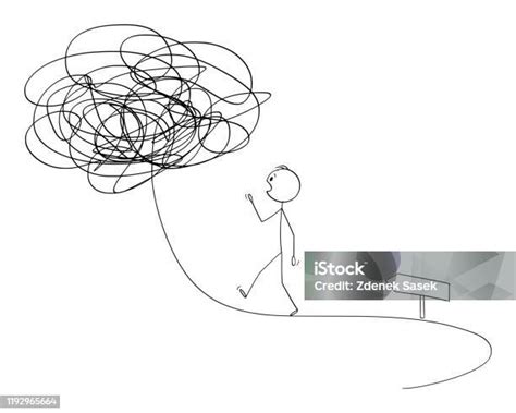 앞으로 길을 걷는 남자 또는 사업가의 벡터 만화 일러스트 미래는 확실하지 않습니다 혼돈과 불안정의 개념 가공의 인물에 대한 스톡 벡터 아트 및 기타 이미지 Istock