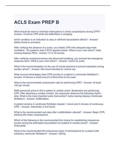 ACLS Exam PREP B Questions And Answers ACLS Stuvia US