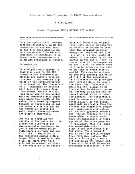 Pdf Overcoming Data Corruption In Rs485 Communication