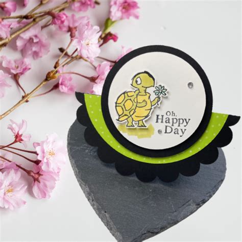 Scollop Circle Card Featuring Playing In The Rain